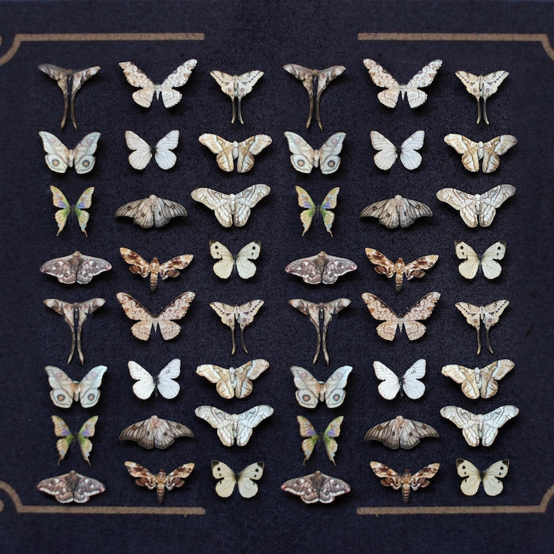 48 Teeny Tiny Pastel Paper Moths, Halloween Craft Cutouts - Etsy