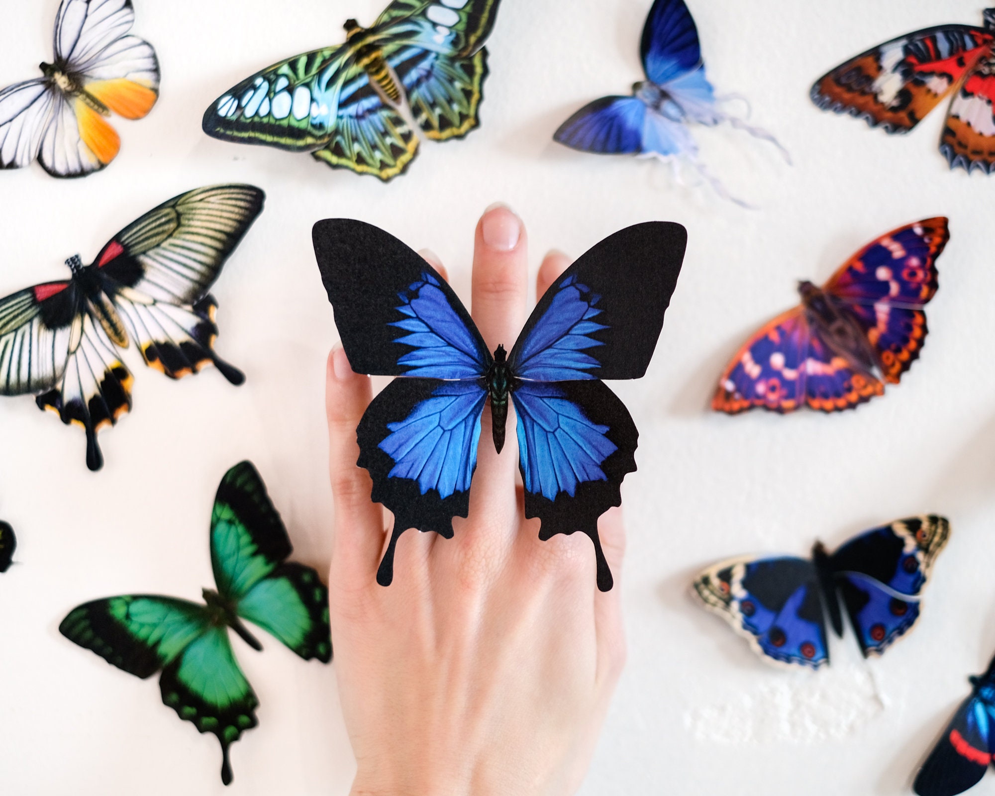 Double-sided Faux Butterfly 16x Realistic Paper Monarch Paper-cut Craft ...