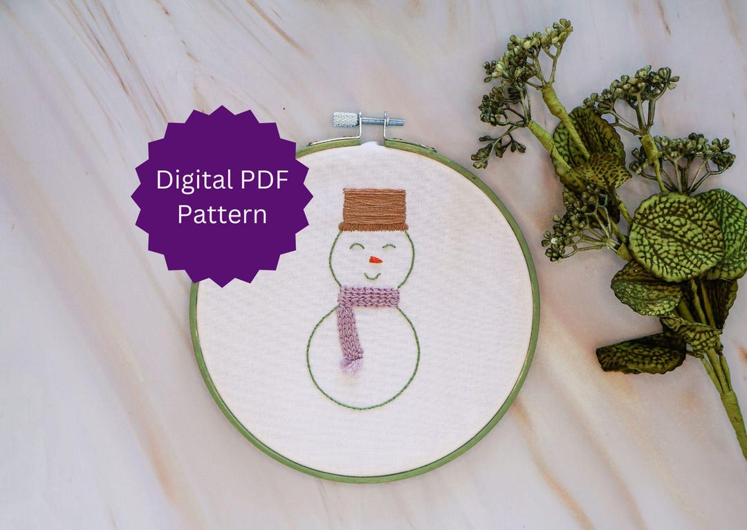Pastel Beginner Snowman Embroidery Pattern PDF | Easy Winter ...
