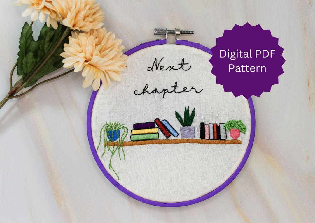 Bookshelf Embroidery PDF Pattern Beginner-friendly Guide Wall Art Home ...