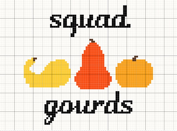 Squad Gourds Autumnal Cross Stitch Pattern .pdf Download | Etsy