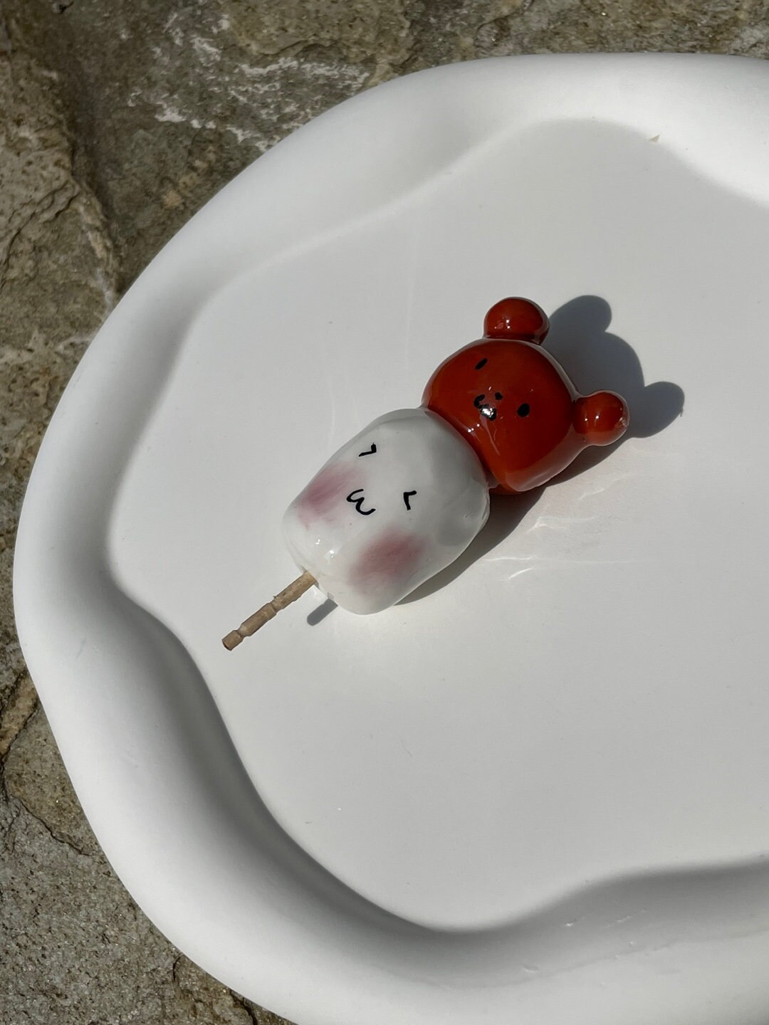Handmade Clay Desk Pal | Brown Bear Face With Cute Marshmallow Base ...