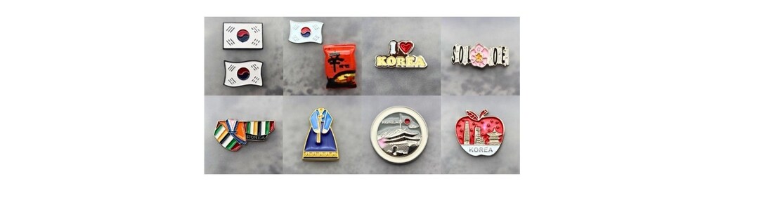 Korea Culture Inspired Badges - Korea Flag / Korea Ramen / Seoul / Hanbok / Seoultower / Seoul ...