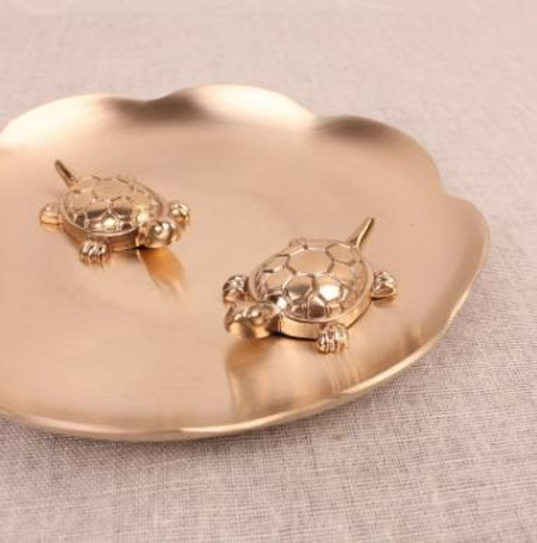Korean Bangjja Yugi Turtle Spoon Rest Set of 2| Unique Brass Spoon Holder | Traditional Korean ...