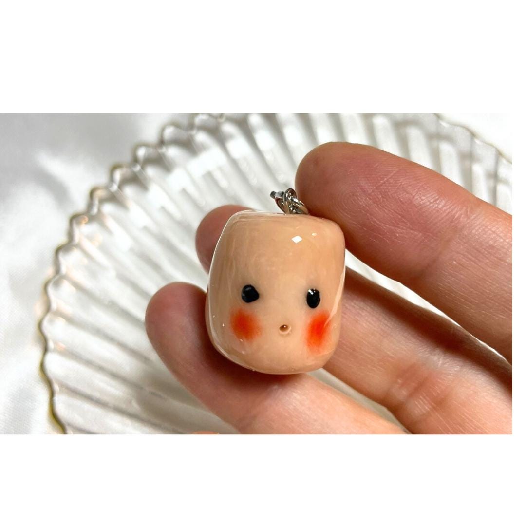 Cute Beige Marshmallow Keyholder | Handmade Clay Marshmallow Keychain ...