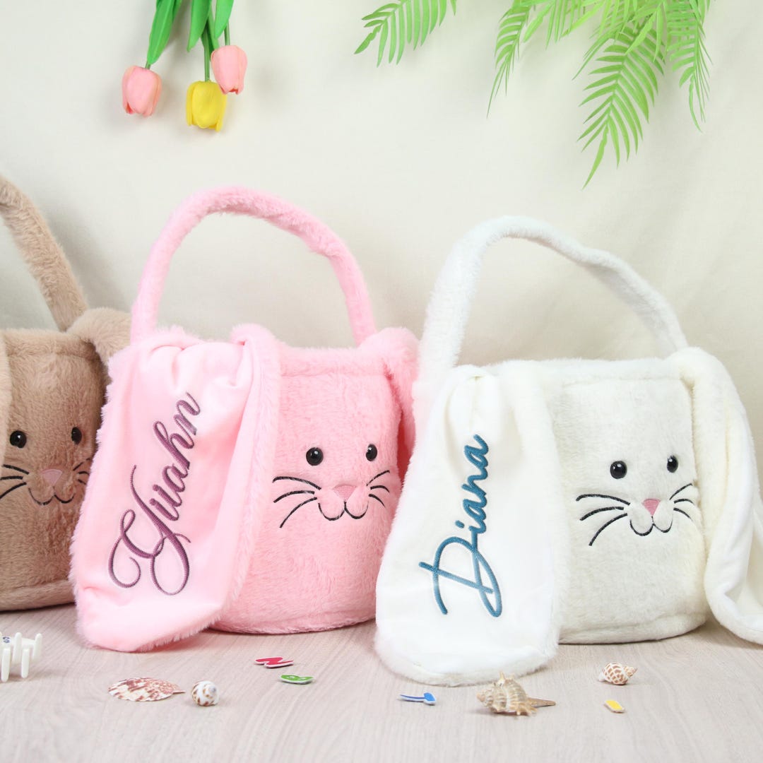 Personalized Plush Easter Basket,kids Bunny Basket With Name ...