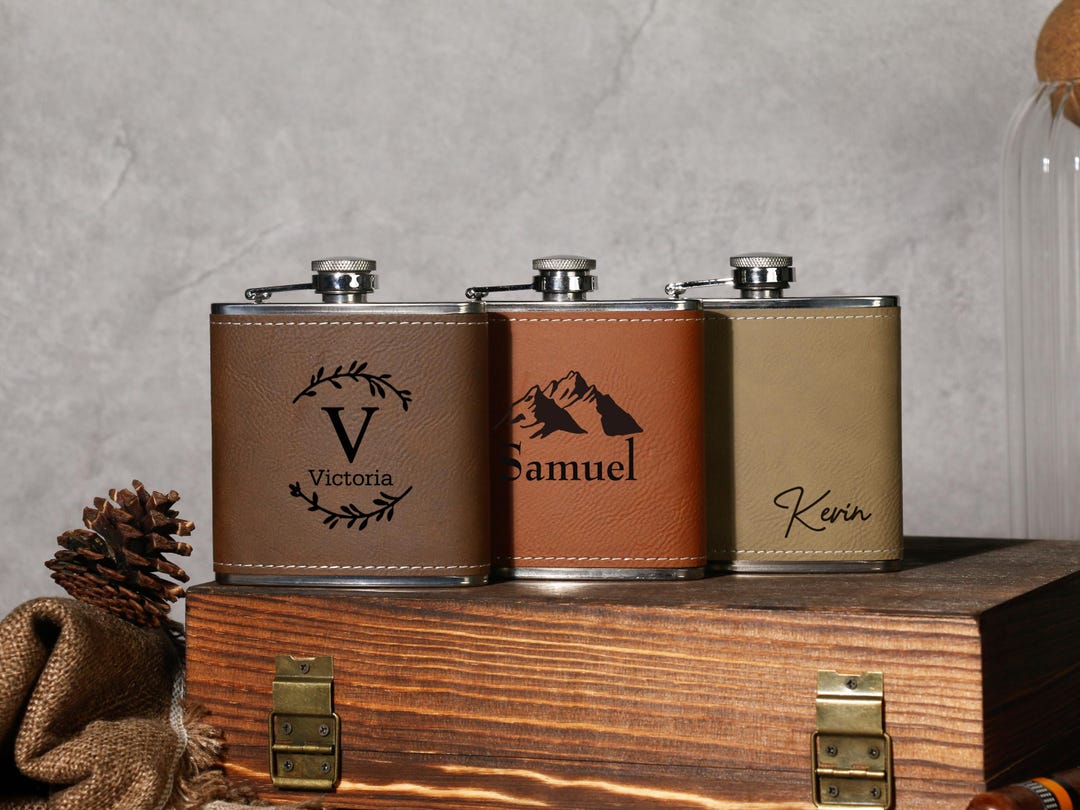 Personalized Leather Flask for Men, Groomsmen Gifts, Best Man Gifts ...