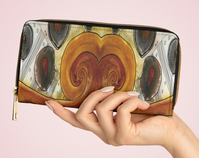 Beautiful Enigma' Mint Green Abstract Art Zipper Wallet, Abstract ...