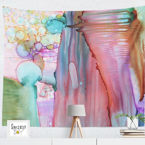 Large Blue Organic Abstract Art Tapestry Wall Art Colorful - Etsy