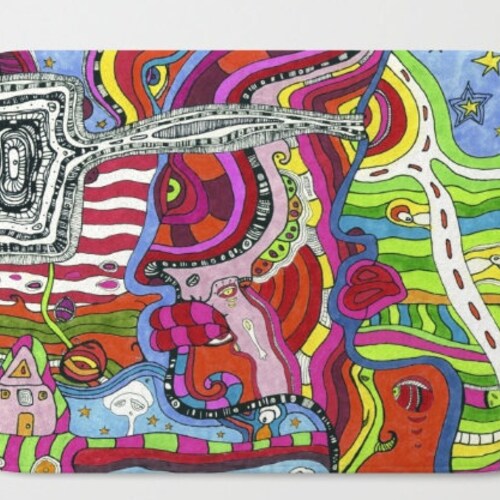Colorful Abstract Bath Mat Psychedelic Contemporary Microfiber - Etsy