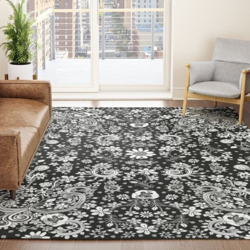 Black Flower and Bird Rugs - Etsy