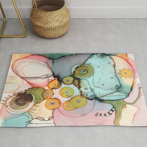 Whimsical Artist Carpet Faces Area Rug Psychedelic Rugs Artist Designed ...