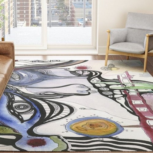 Psychedelic Carpet Abstract Artwork Area Rugs Artist Modern - Etsy