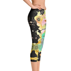 Painted Watercolor Abstract Leggings Art Gym Gear Crossfit Training ...