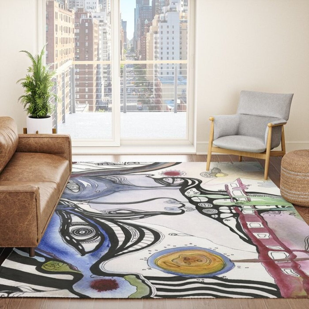 Psychedelic Carpet Abstract Artwork Area Rugs Artist Modern Industrial ...