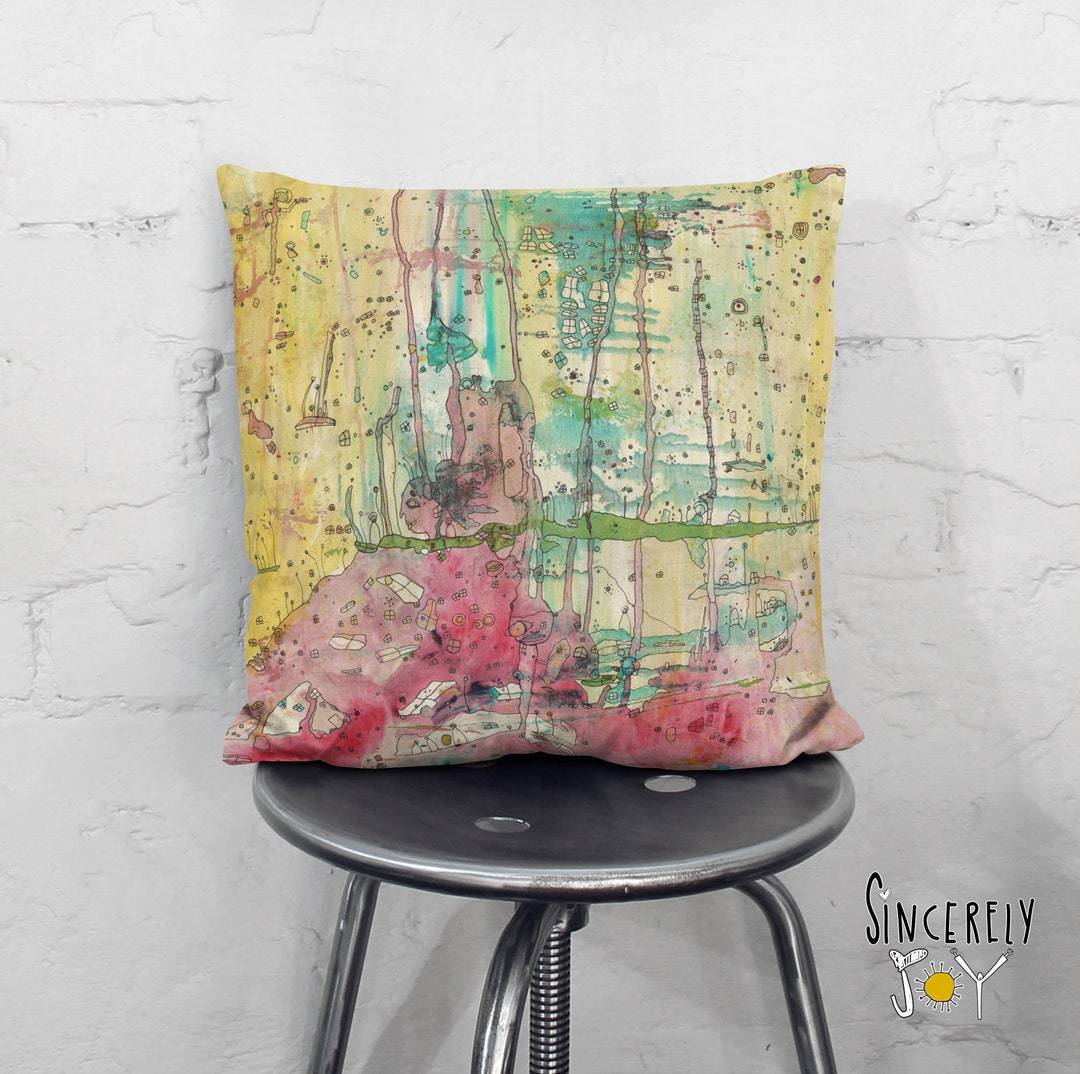 Abstract Watercolor Art Pillow Mixed Media Art Throw Pillow Cover Art ...