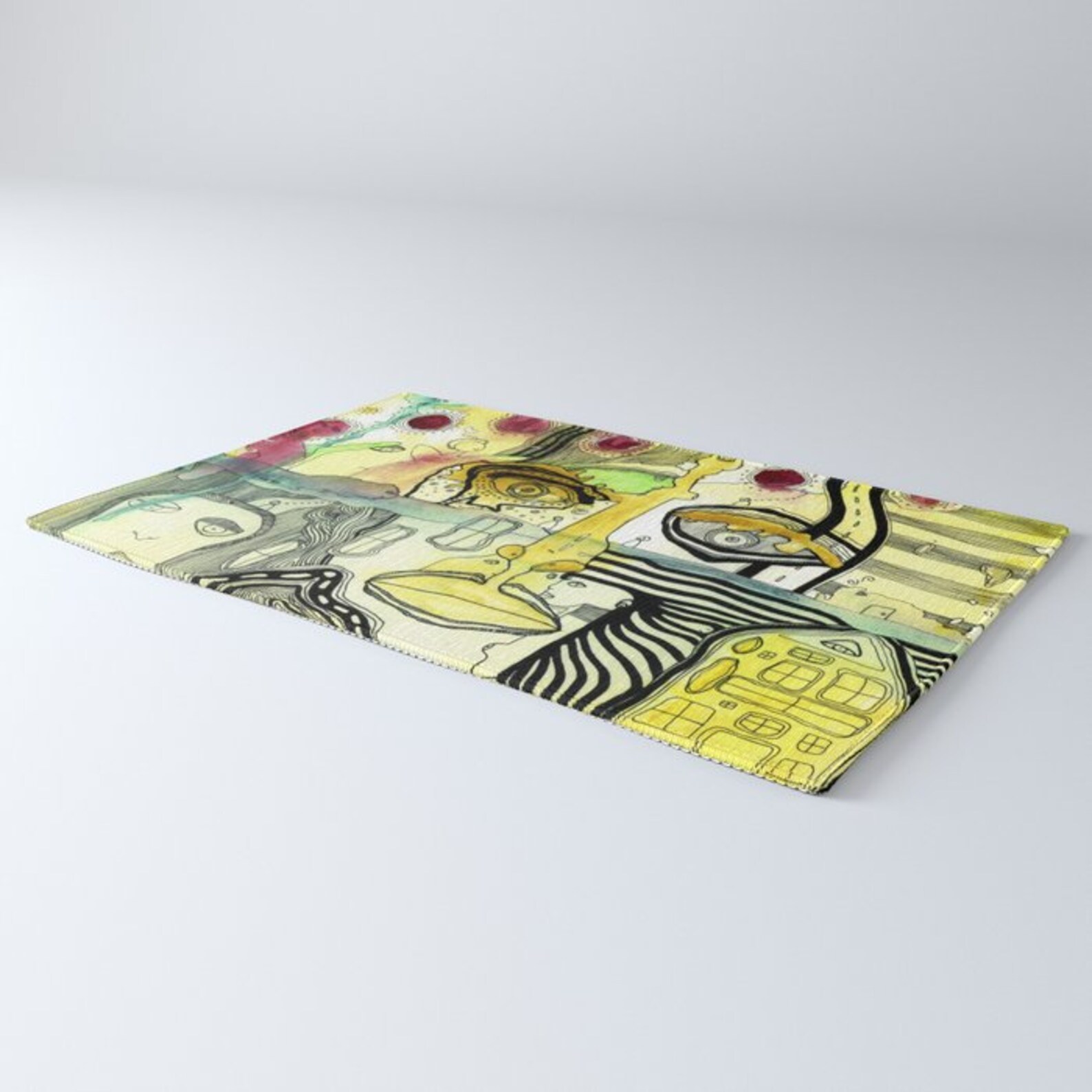 Funky Psychedelic Face Carpet Area Throw Rug Artist Abstract | Etsy