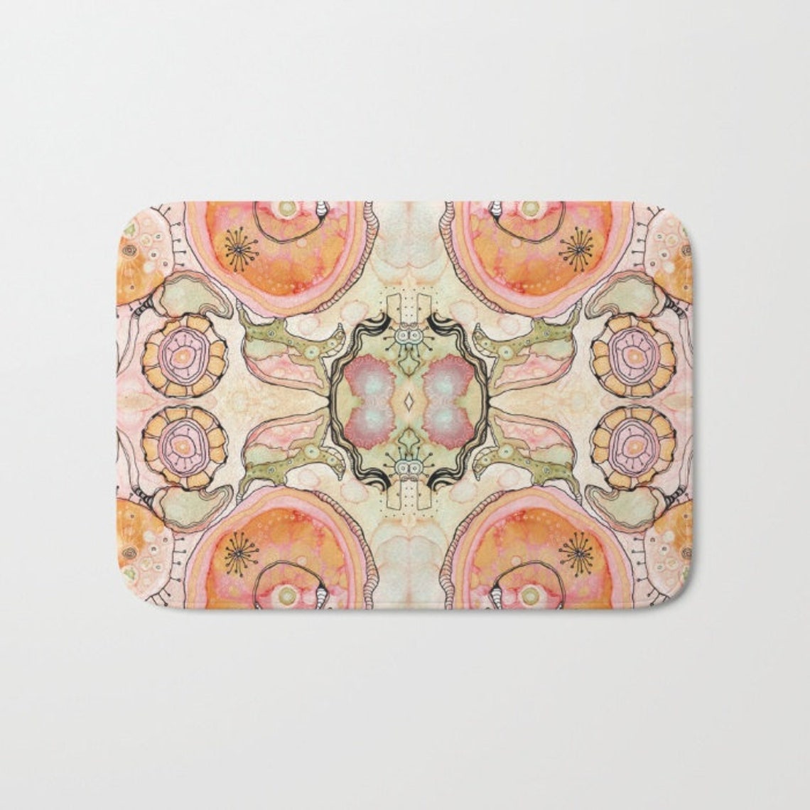 Unique Bath Mat Peach Original Abstract Rug Decor Shabby Chic - Etsy