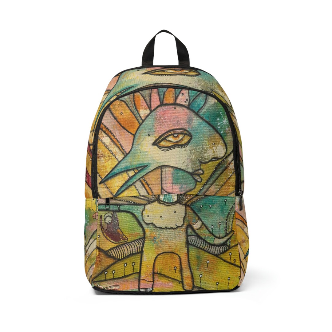 Unusual Intuitive Art Backpack Laptop Book Bag With Original Bird Face ...