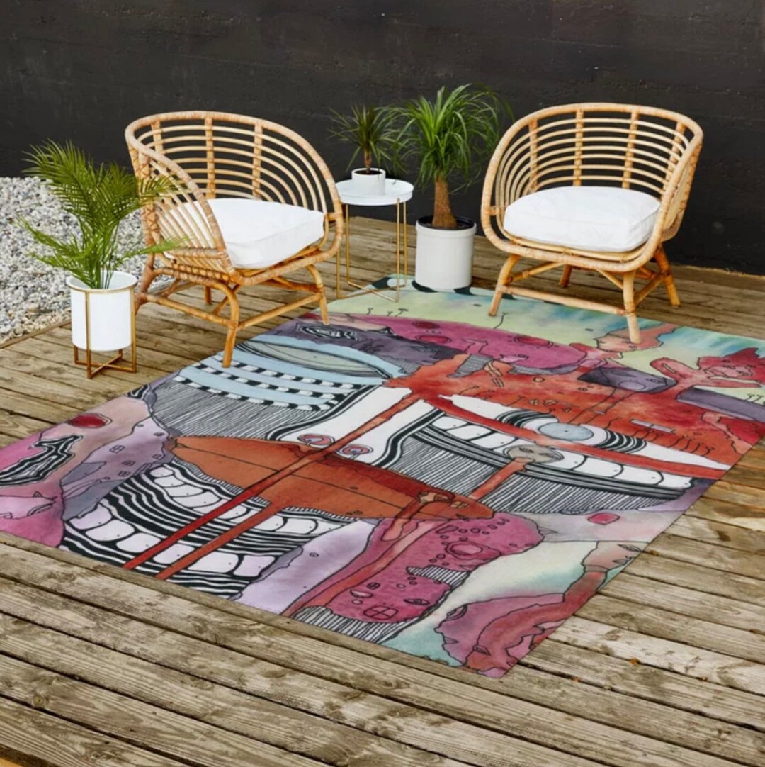 Unique Outdoor Rugs Colorful Faces Artist Carpet Area Rug Abstract ...