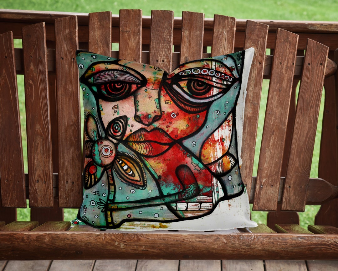 Floral Fairy Outdoor Patio Throw Pillow Bohemian Flower Girl Art ...