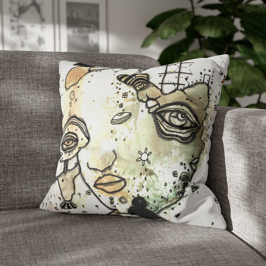 Original Pillow Cushion Cover Unique Art Goth Maximalist Eclectic Home ...