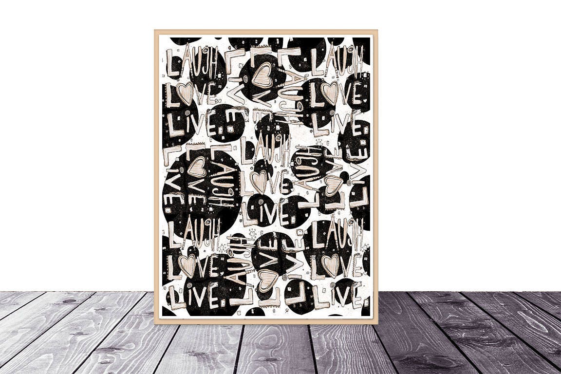 Inspiring Art Laugh Love Live Art Print Download Printable | Etsy