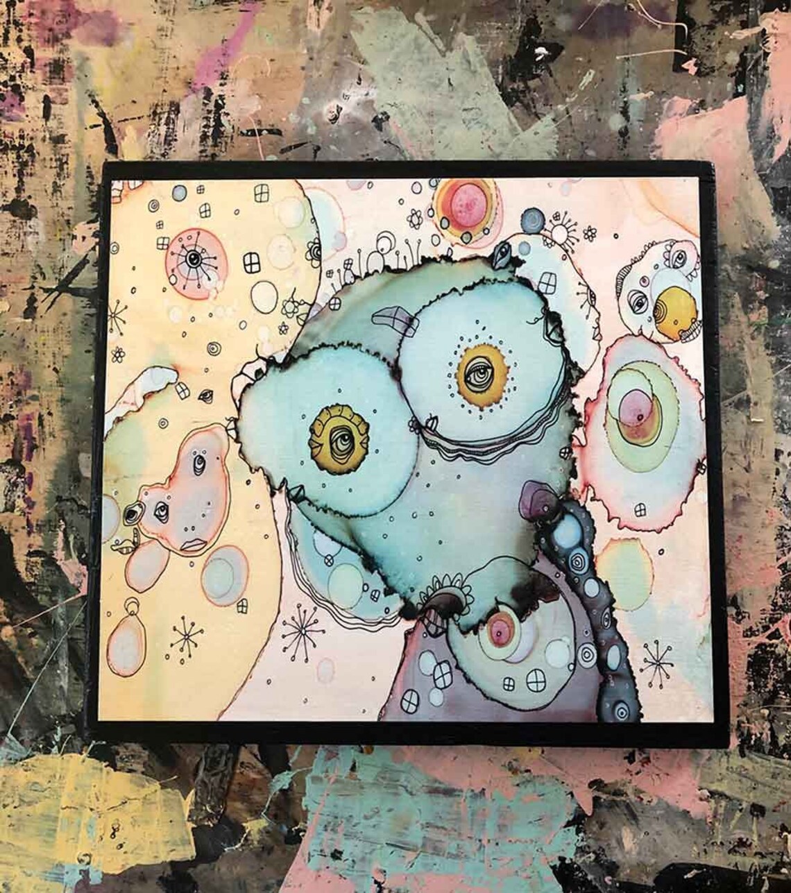 Colorful Quirky Faces Painting Fun Handmade Art Print on Wood - Etsy