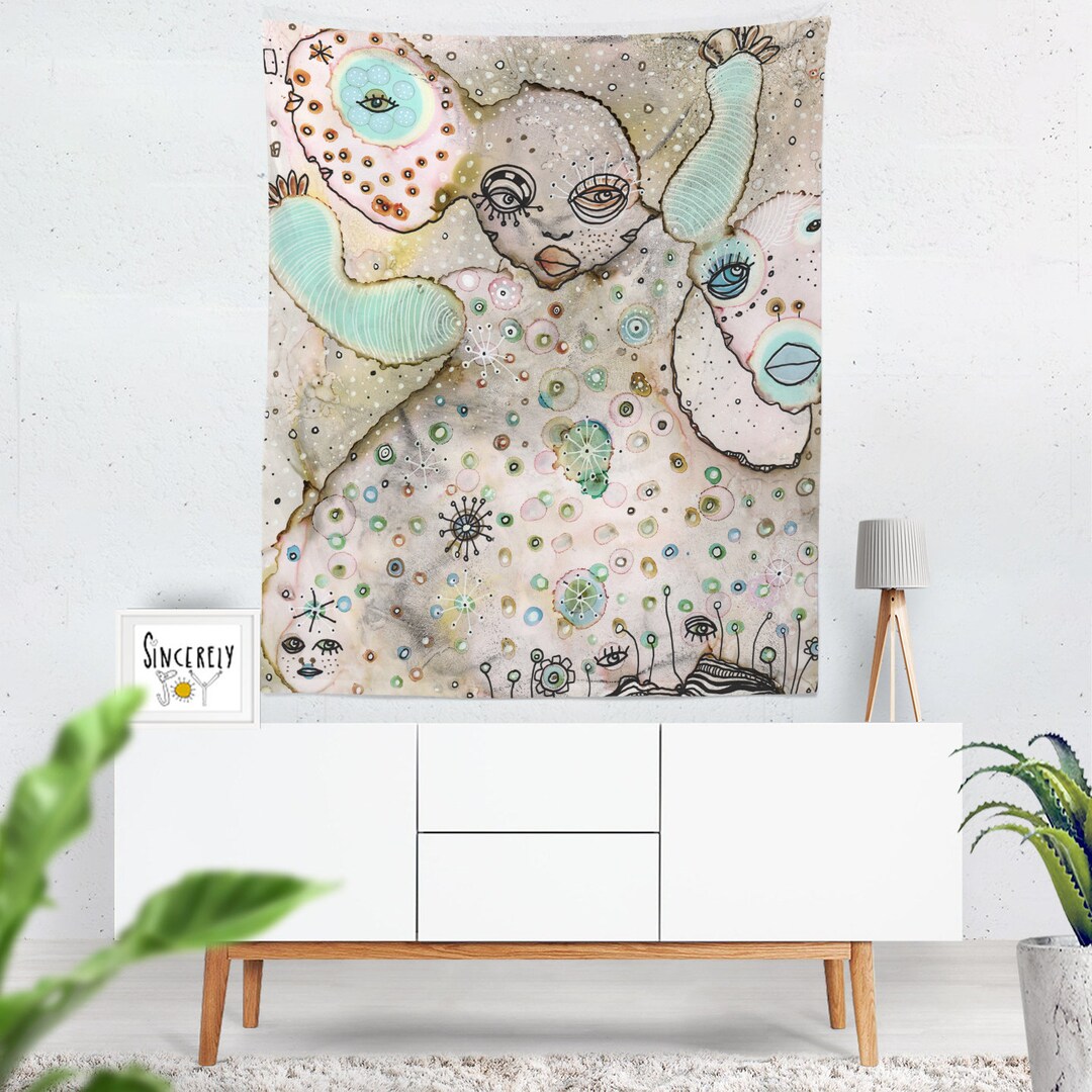 Large Abstract Art Tapestry Wall Art Hanging Pastel Tapestries Painting ...