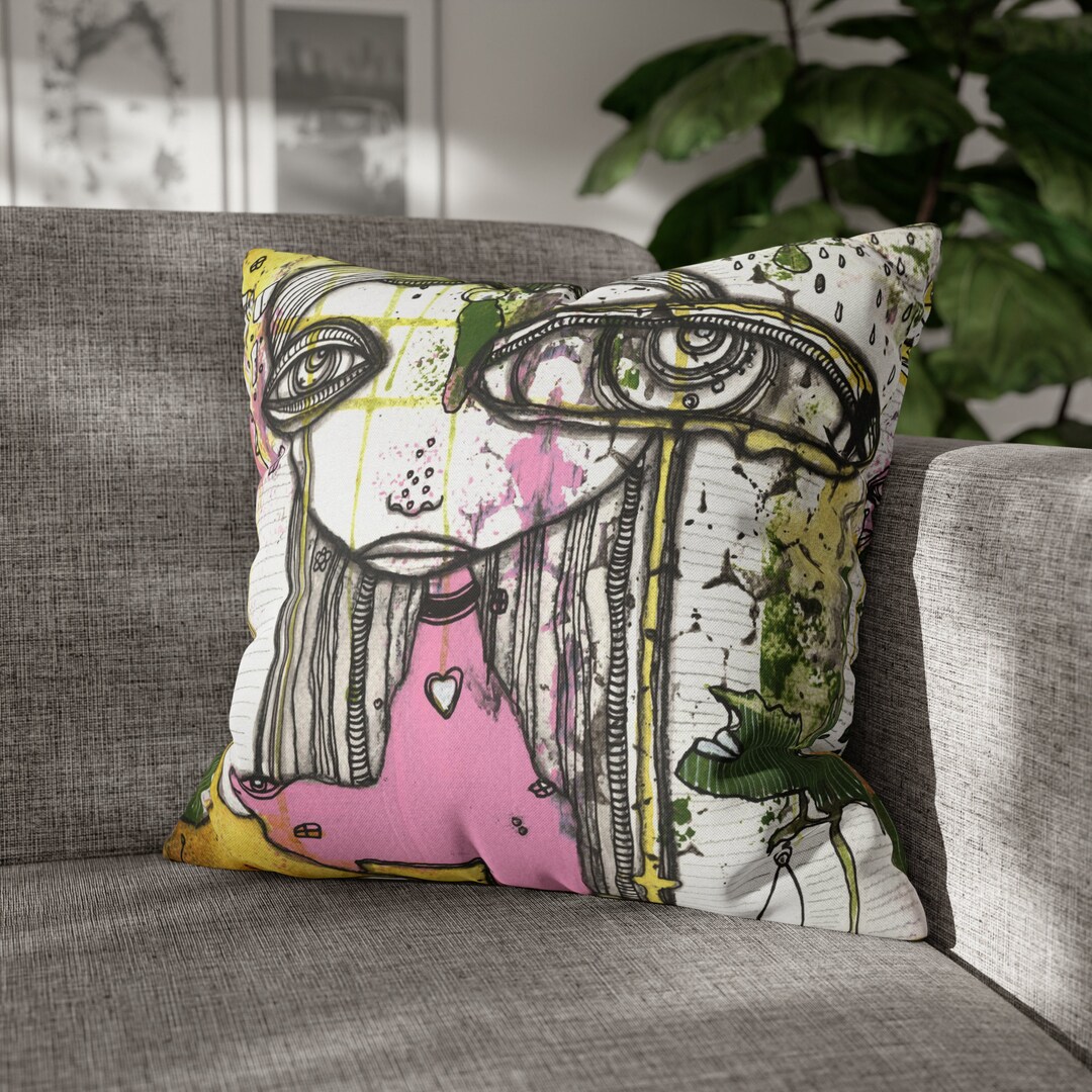 Original Art Square Pillow Cover Sofa Cushion Unique Original Art Goth ...