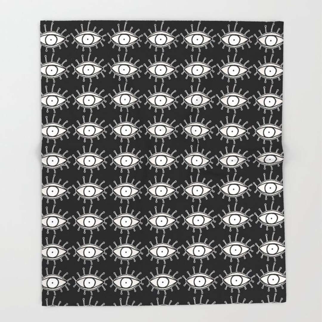 Eyes Art Fleece Blanket Unique Black White Eyes Artwork Blankets Warm ...