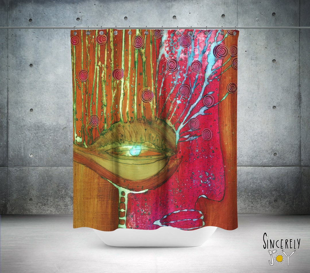 Colorful Shower Curtain Art Original Abstract Mixed Media Bath Art ...