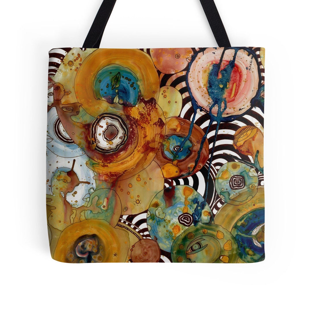 Abstract Mixed Media Watercolor Tote Bag Original Art Bag Unique Art ...