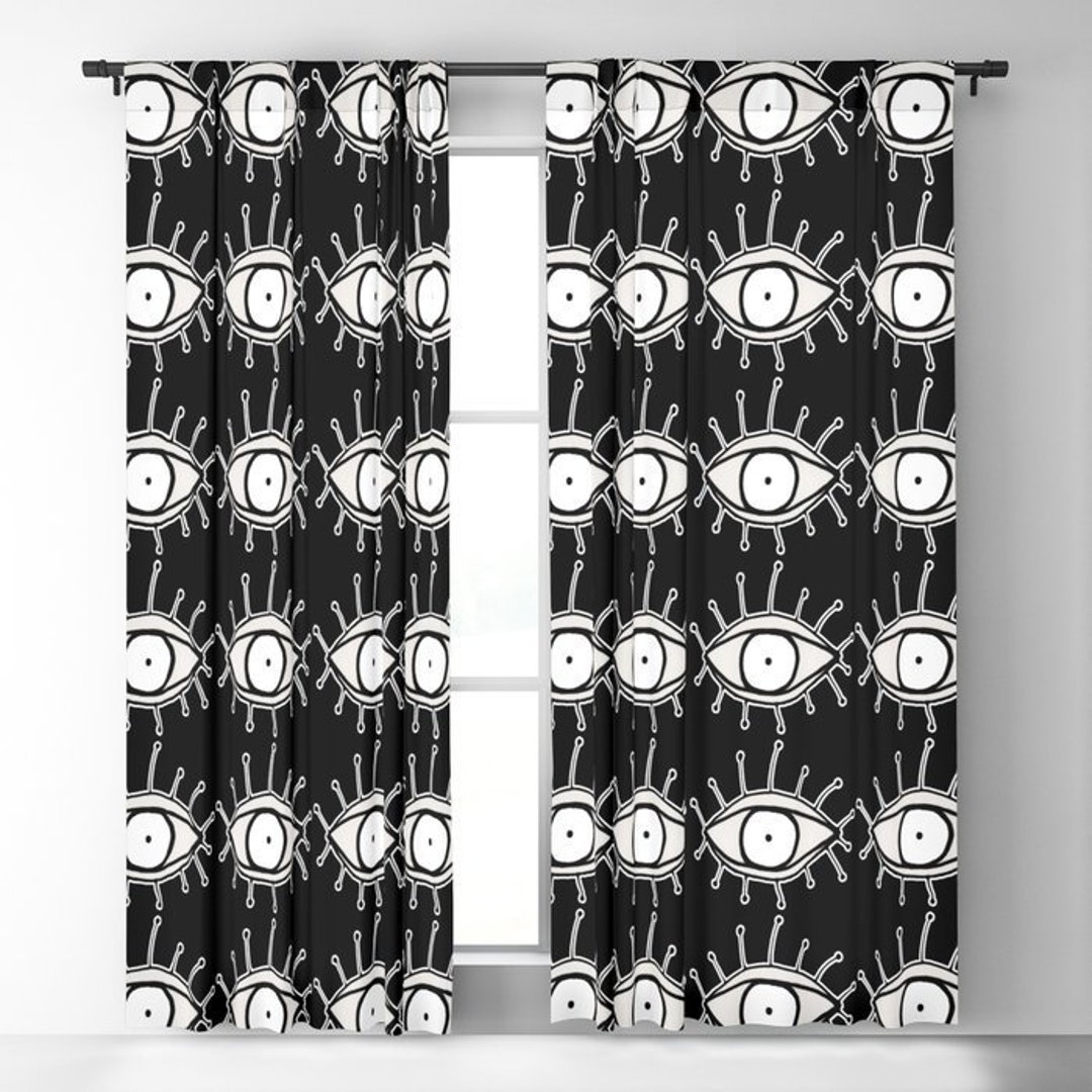 Big Eye Lashes Blackout or Sheer Window Curtain Treatments Unique Fun ...