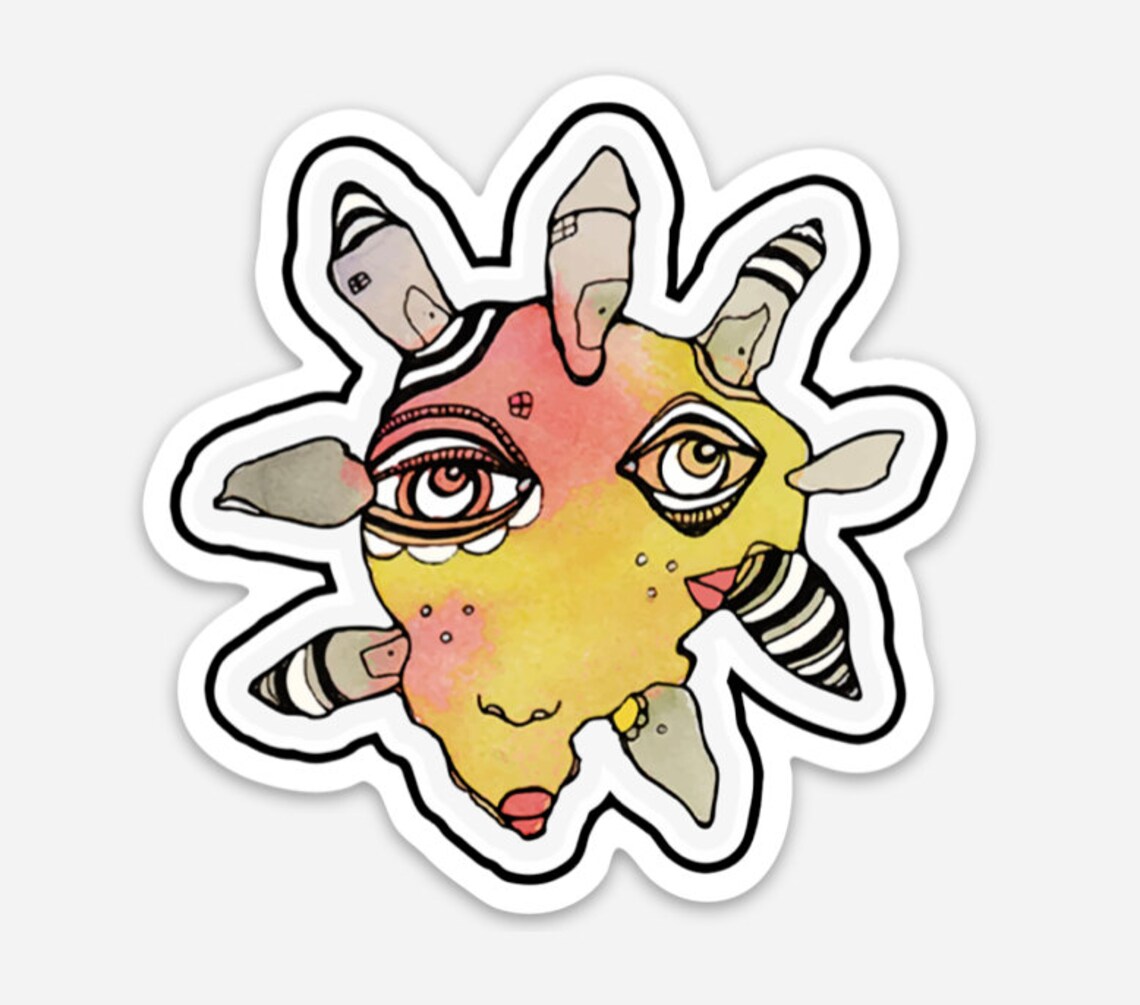 5 Pack of Vinyl Stickers Eyes & Flowers Sticker Pack Watercolor ...