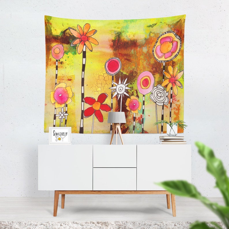 Outdoor or Indoor Art Tapestries Abstract Floral Tapestry - Etsy