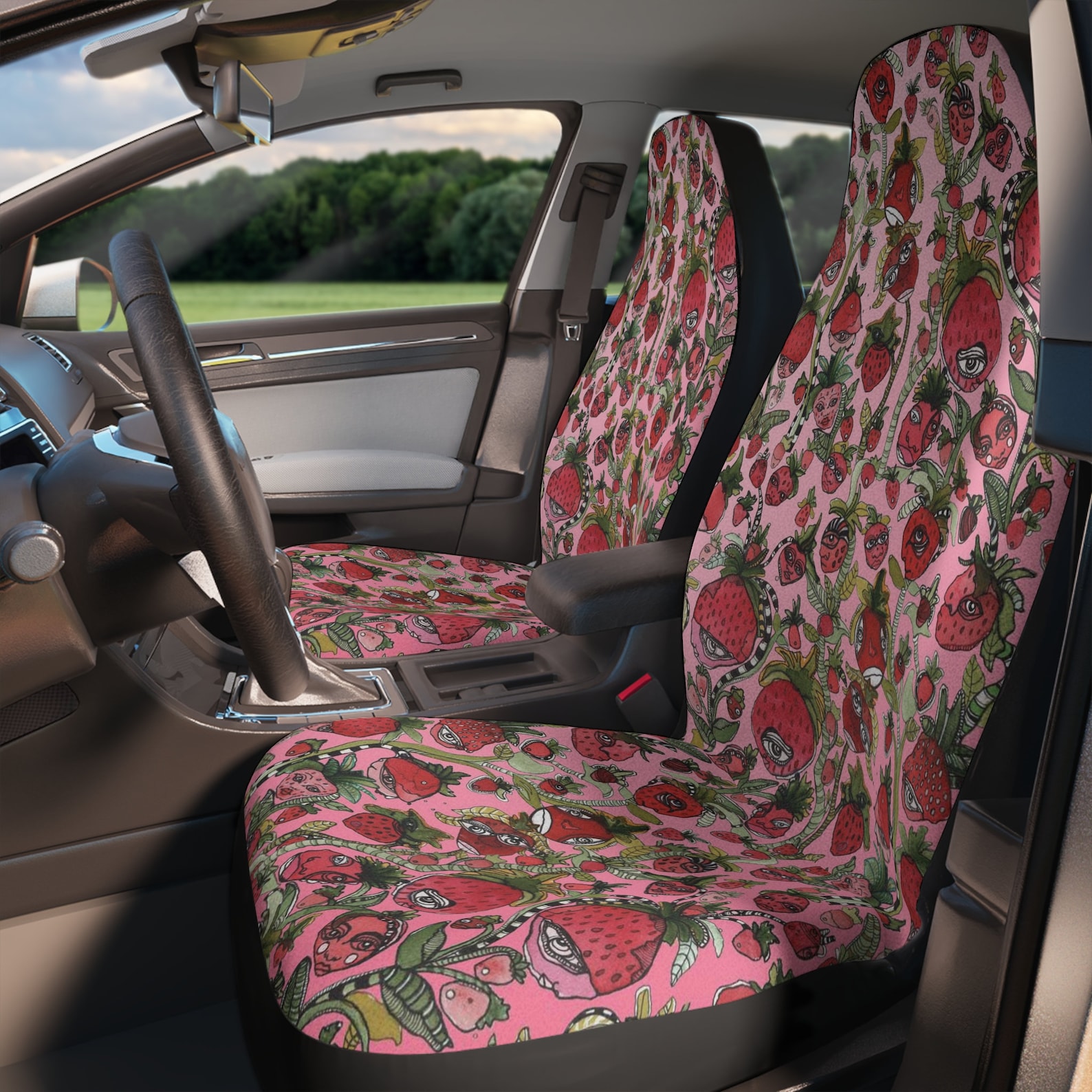 Strawberry Car Seat Covers Colorful Fruit Hippie Vibes Original ...
