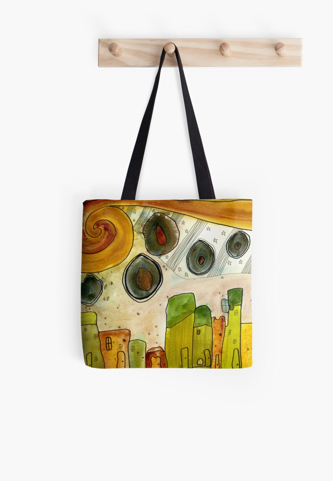 Cityscape Tote Bag Beach Bag School Bag Computer Bag Artist Bag ...
