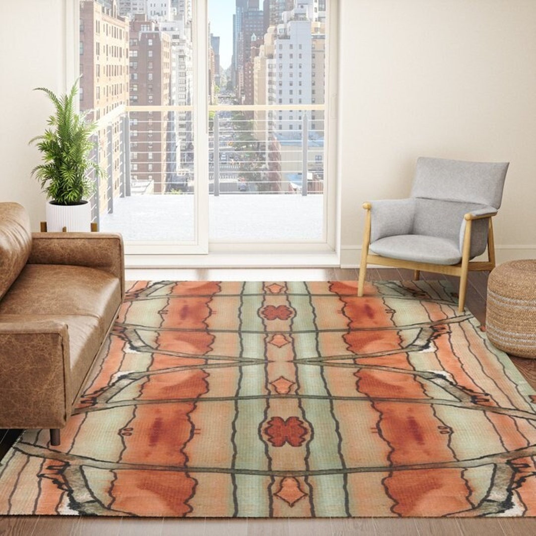 Rusty Neutral Abstract Art Carpets Accent Area Rug Watercolor Paintings ...