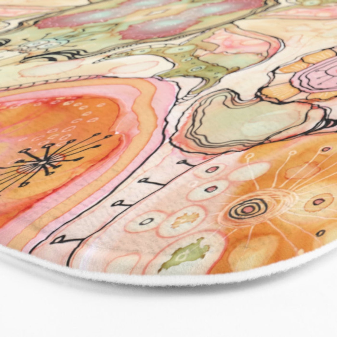 Unique Bath Mat Peach Original Abstract Rug Decor Shabby Chic Bathroom ...