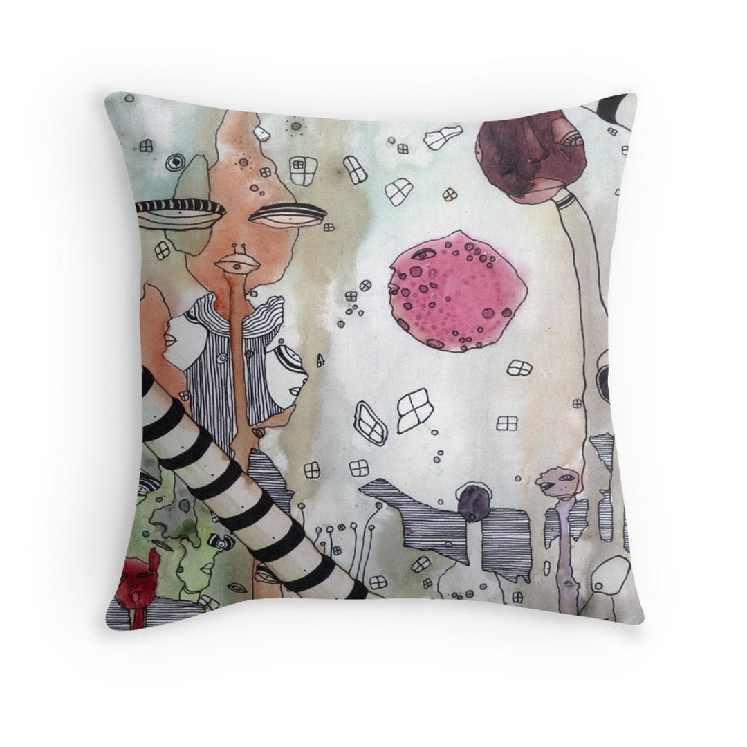 Original Artist Watercolor Painting Throw Pillows Art Pillow Home ...