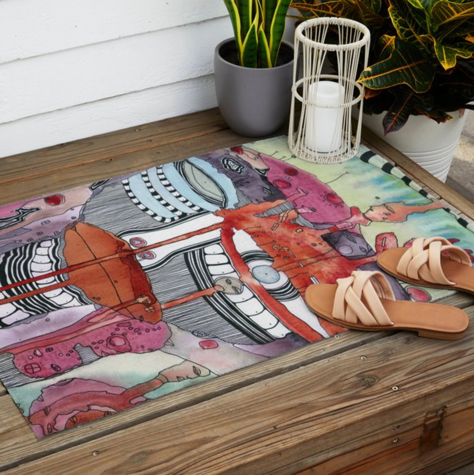 Unique Outdoor Rugs Colorful Faces Artist Carpet Area Rug Abstract ...
