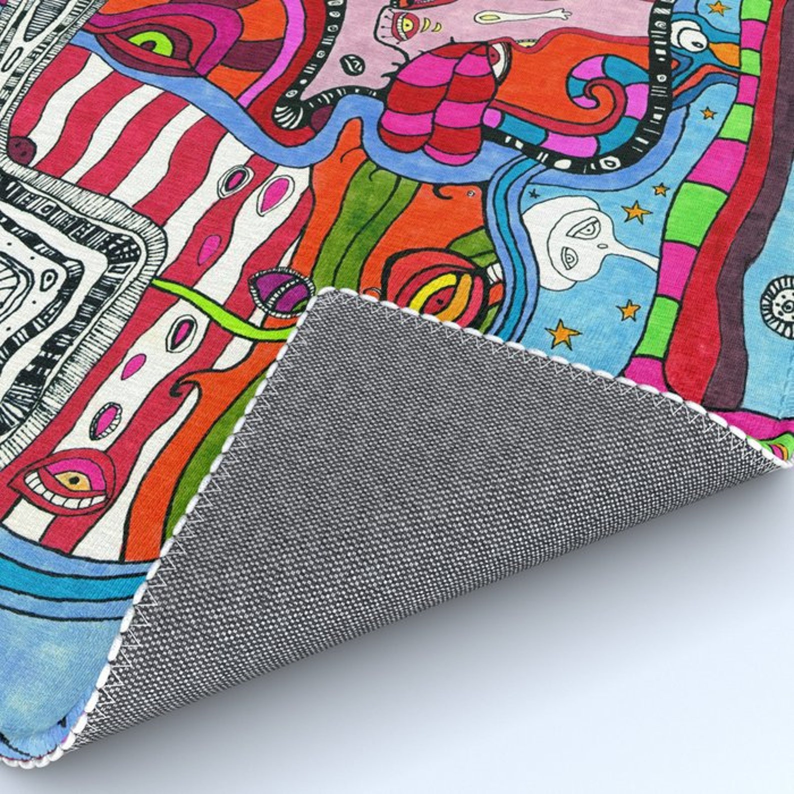 Area Rug Psychedelic Trippy Carpets Colorful Fun Eclectic Outsider Art ...