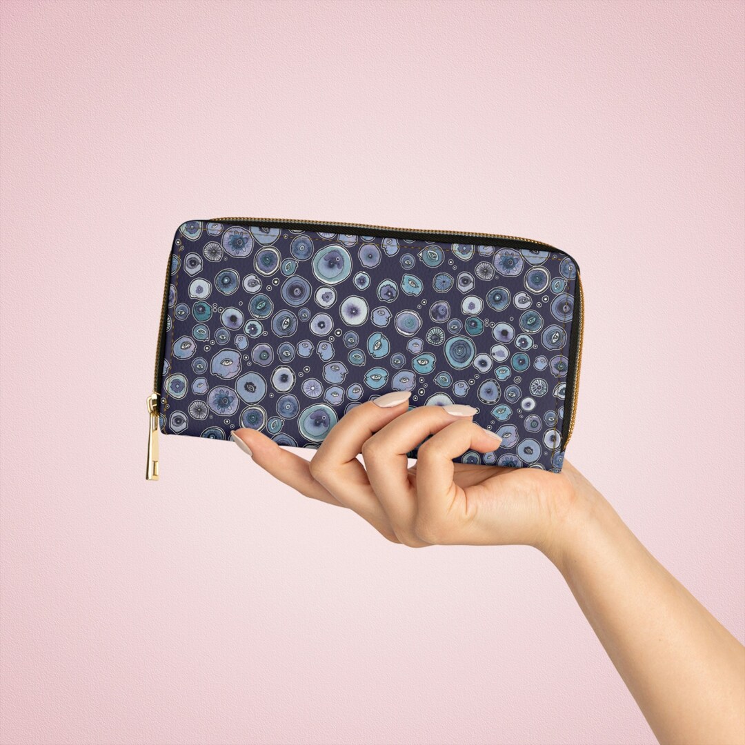 Blueberries on Zipper Wallet Original Fun Artwork on Cruelty Free Faux ...