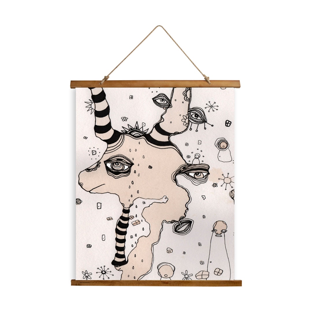 Original Abstract Coffee Stain Art Painting Wood Slat Wall Hanging ...