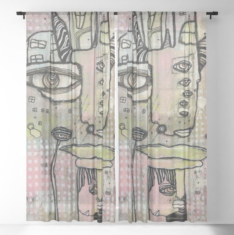Original Blackout or Sheer Window Curtain Treatments Unique Artwork ...