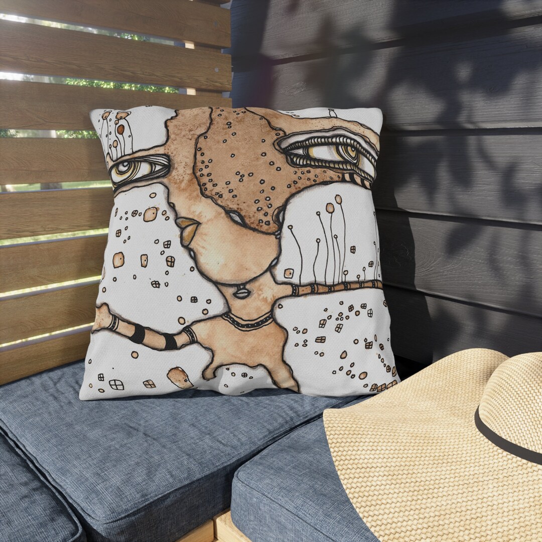 Fun Outdoor Pillow Cushions Coffee Stained Art Patio Decor Unique ...