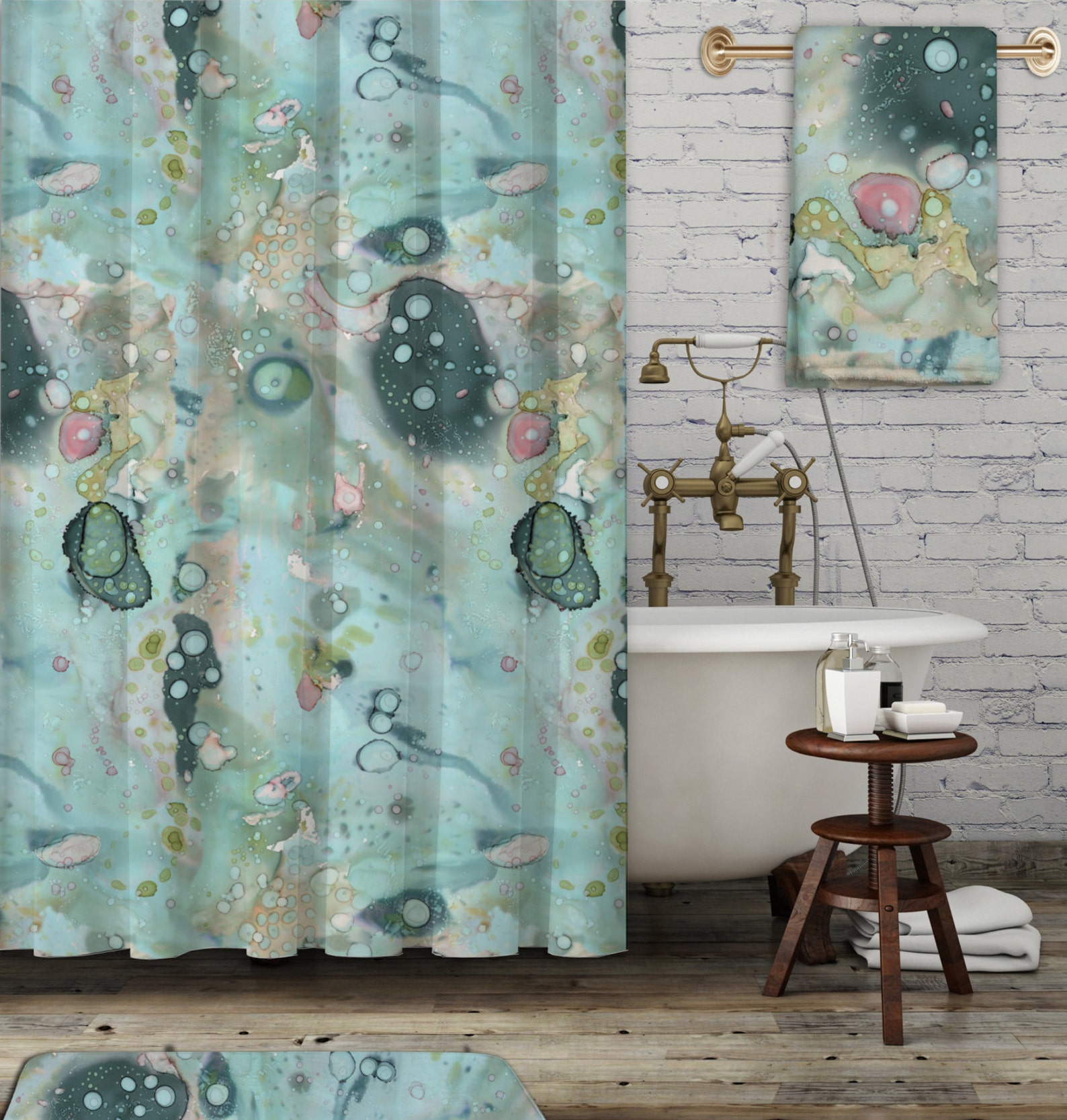 Abstract Organic Ocean Art Bathroom Set Artist Bathroom Accessories ...