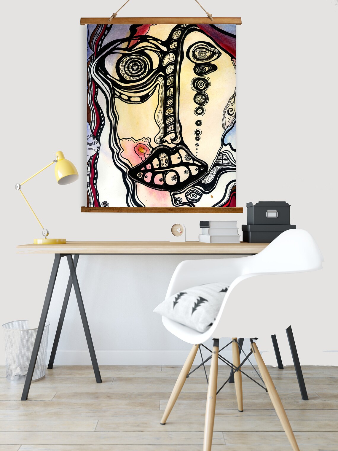 Original Psychedelic Gothic Abstract Art Painting on Wood Slat - Etsy