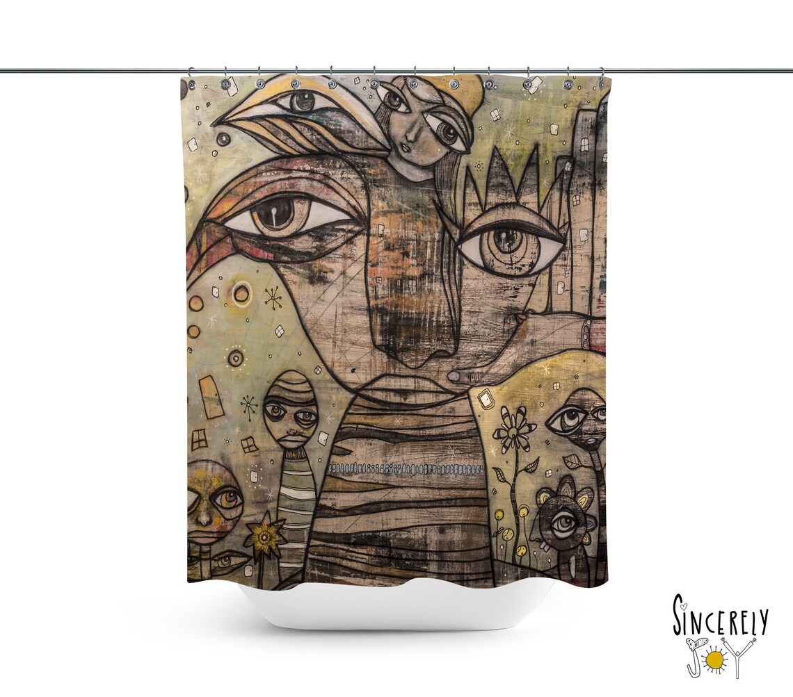 Original Art Shower Curtain Colorful Bathroom Abstract Art Decor Home ...